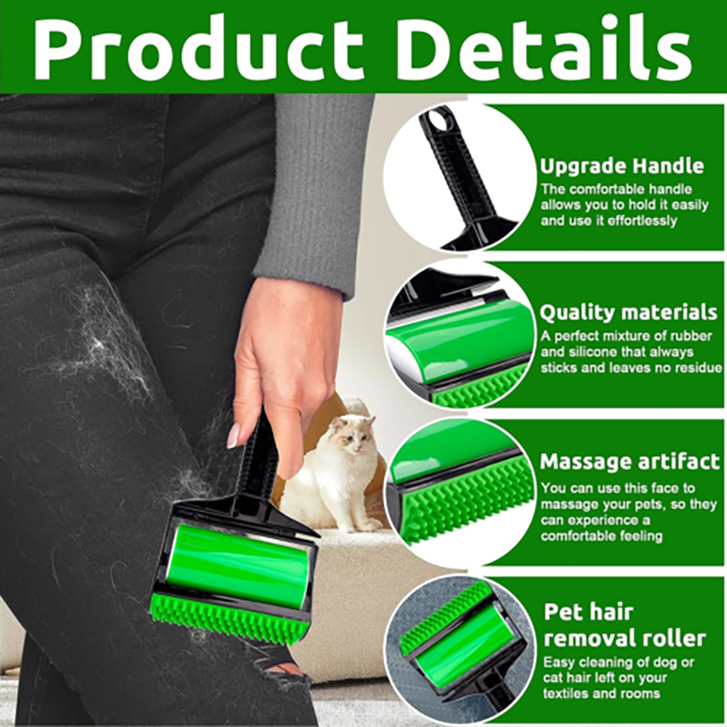 2Piece Set Reusable Sticky Lint Roller, Stick It Roller, Washable Sili ...